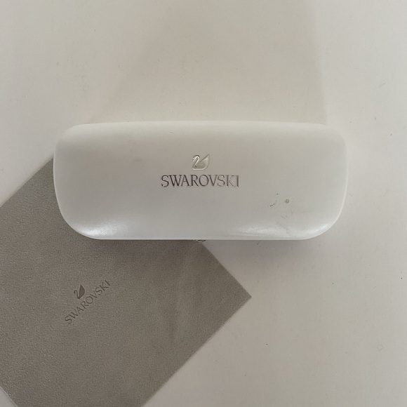 Swarovski | Accessories | Swarovski Silver Logo White Glasses Case ...